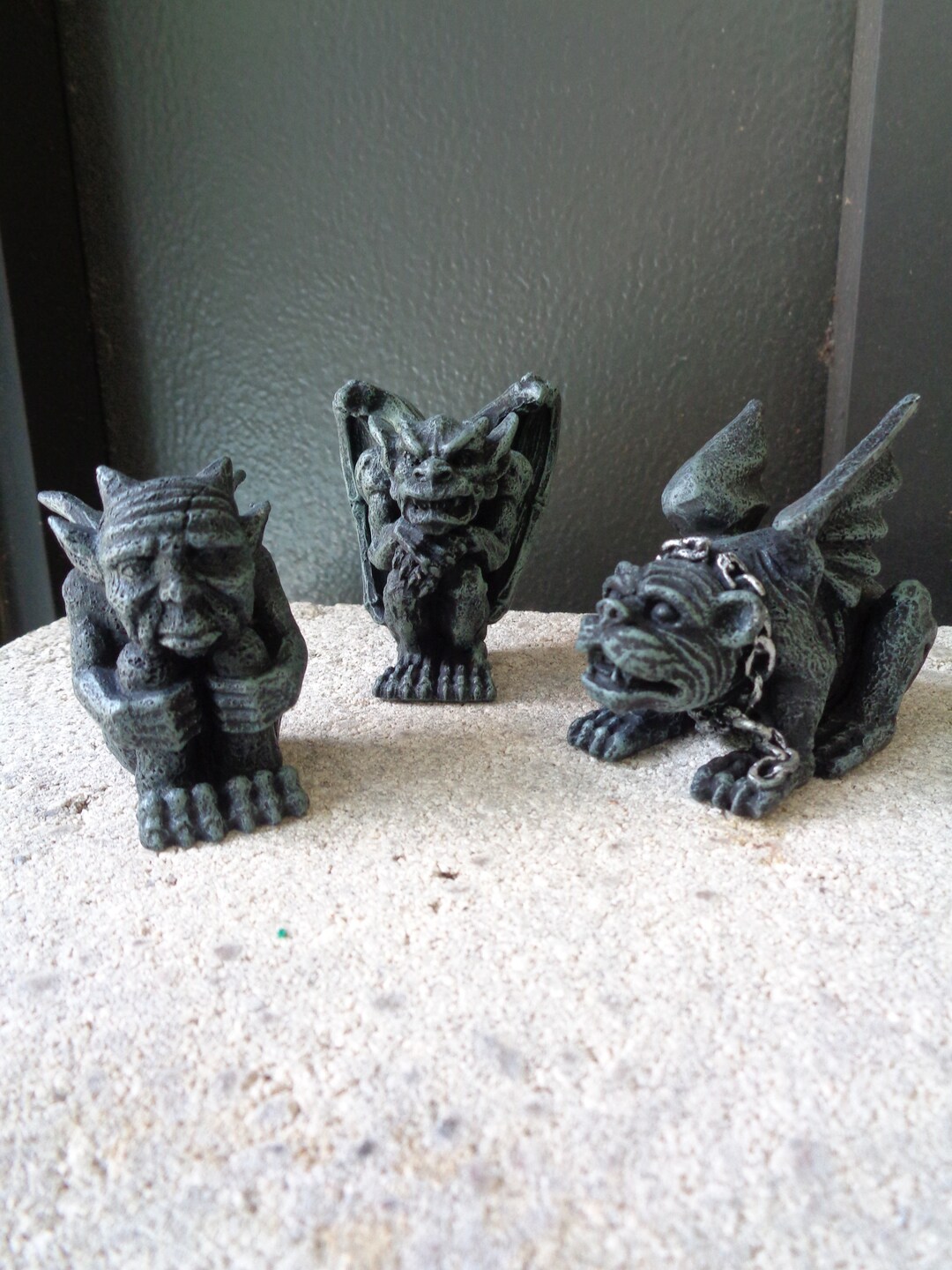 Miniature Gothic Winged Gargoyles, Choose Goblin, Bat or Dog With Chain ...