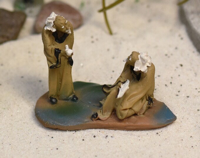 Miniature Garden Two Mini Scholar Mud Man, Height 1.5 Inches, Zen ...