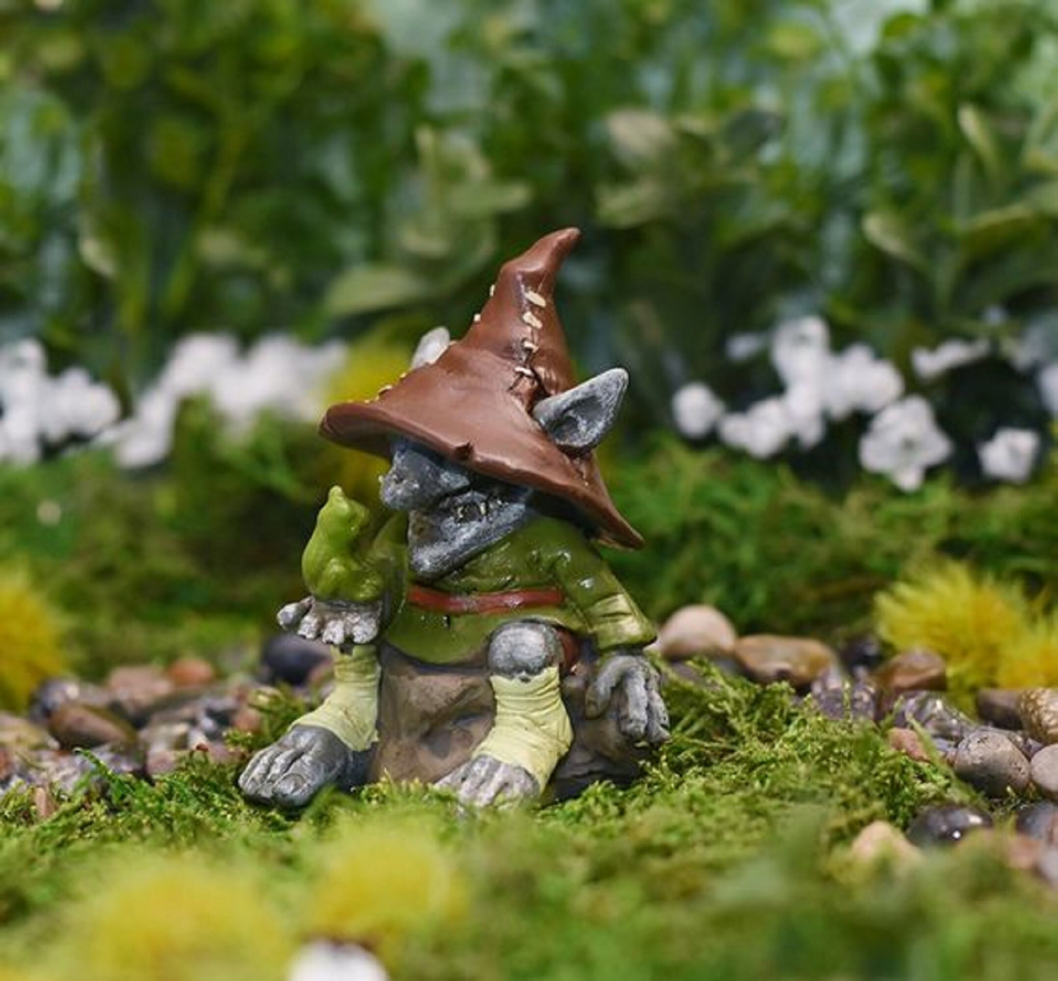 Miniature Garden Merle Troll With Frog, Height 3.25 Inches - Etsy