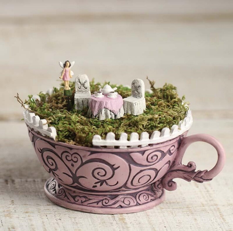 Miniature Garden 5 Piece Pink Tea Cup Planter Height 2.75 - Etsy