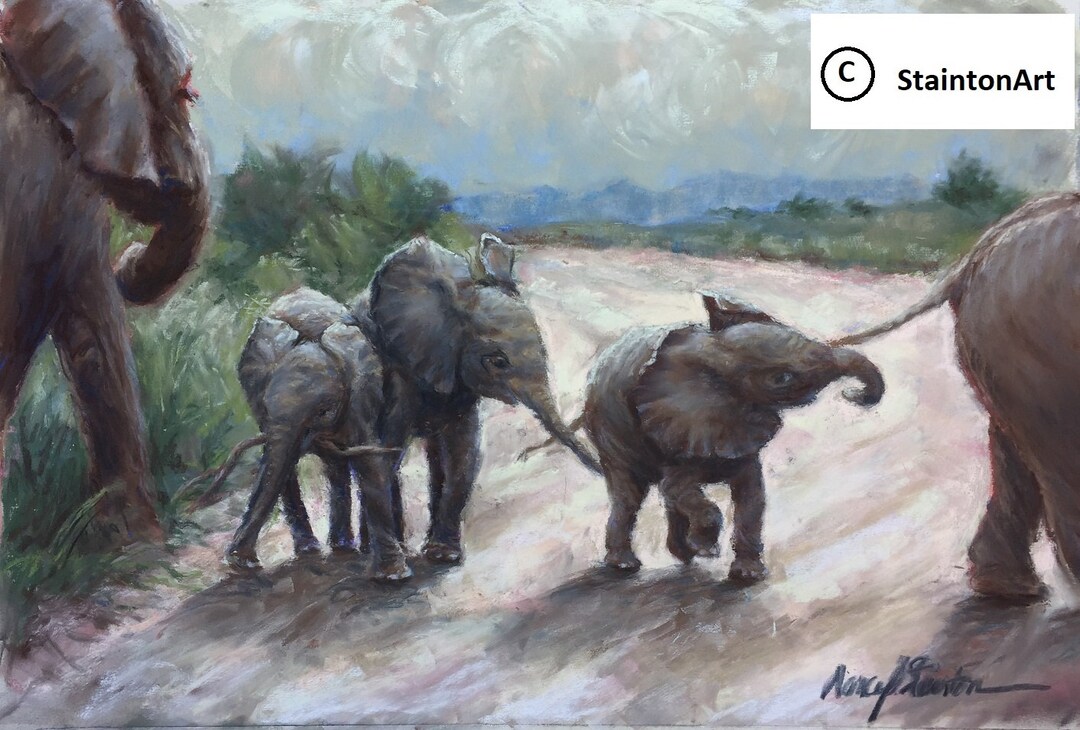Pachyderm Playtime Giclee Print and Mat - Etsy