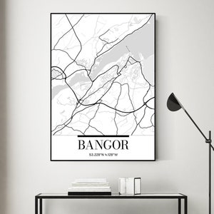 Bangor Map / Bangor Print / Bangor Art / Bangor Gift - Etsy