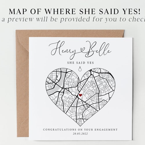 Special Location Map Card Anniversary Card Engagement Card - Etsy