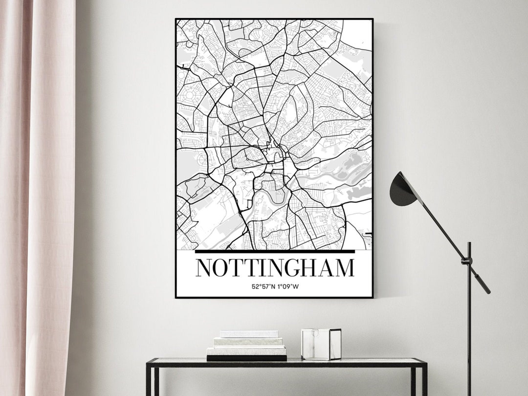 Nottingham Map / Nottingham Print / Nottingham Art / Nottingham Gift ...