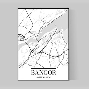 Bangor Map / Bangor Print / Bangor Art / Bangor Gift - Etsy