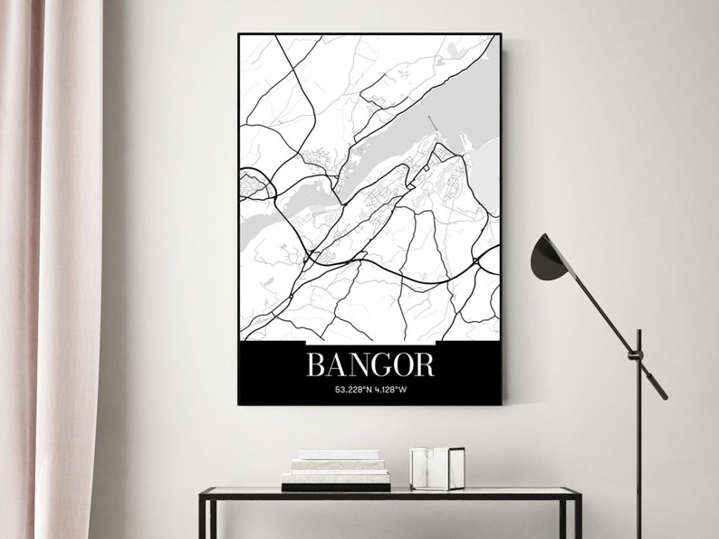 Bangor Map / Bangor Print / Bangor Art / Bangor Gift | Etsy