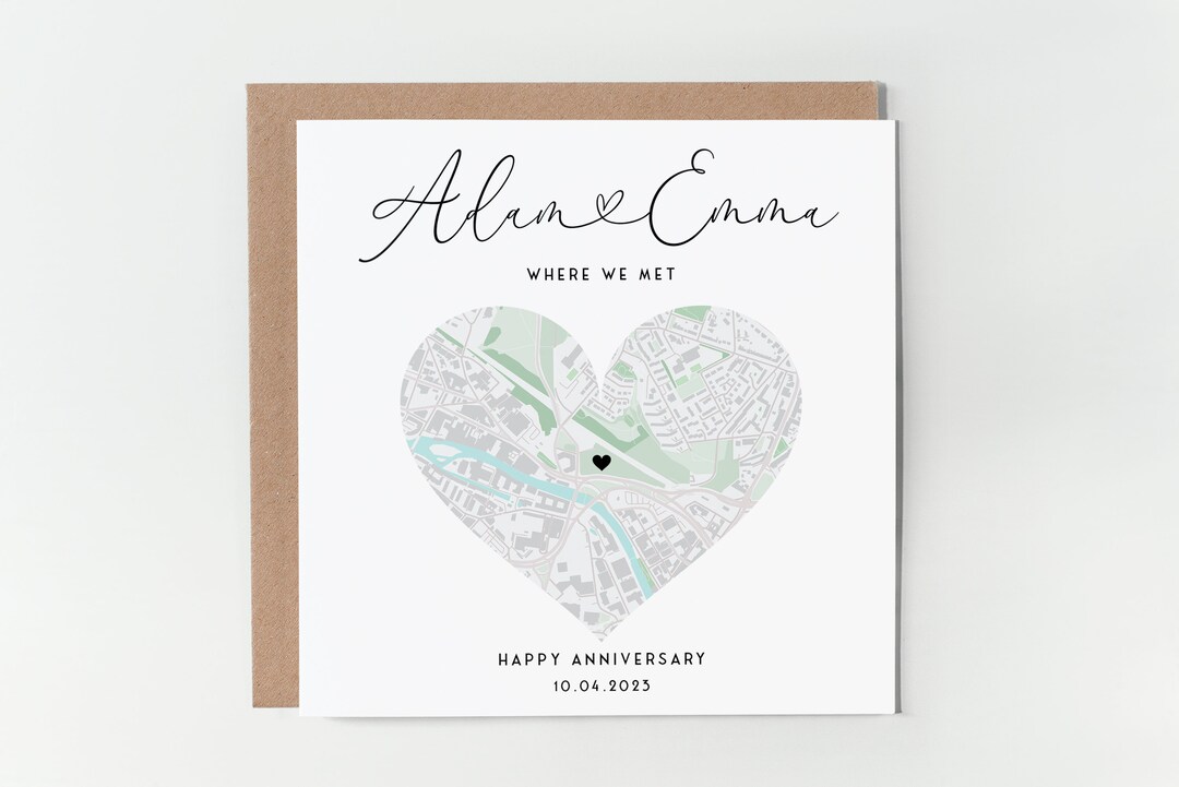 Personalised Anniversary Card / Custom Map Card / Special - Etsy