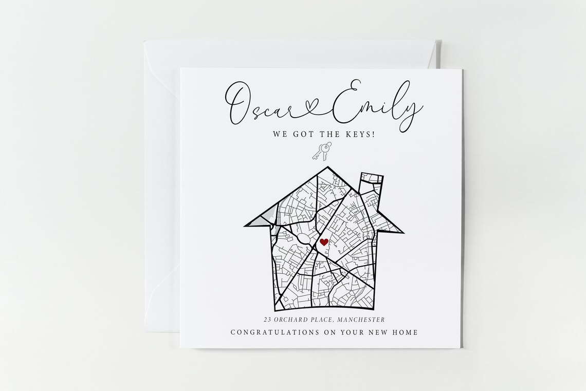 Personalised New Home Card / Custom Map Card / We Got the Keys - Etsy UK
