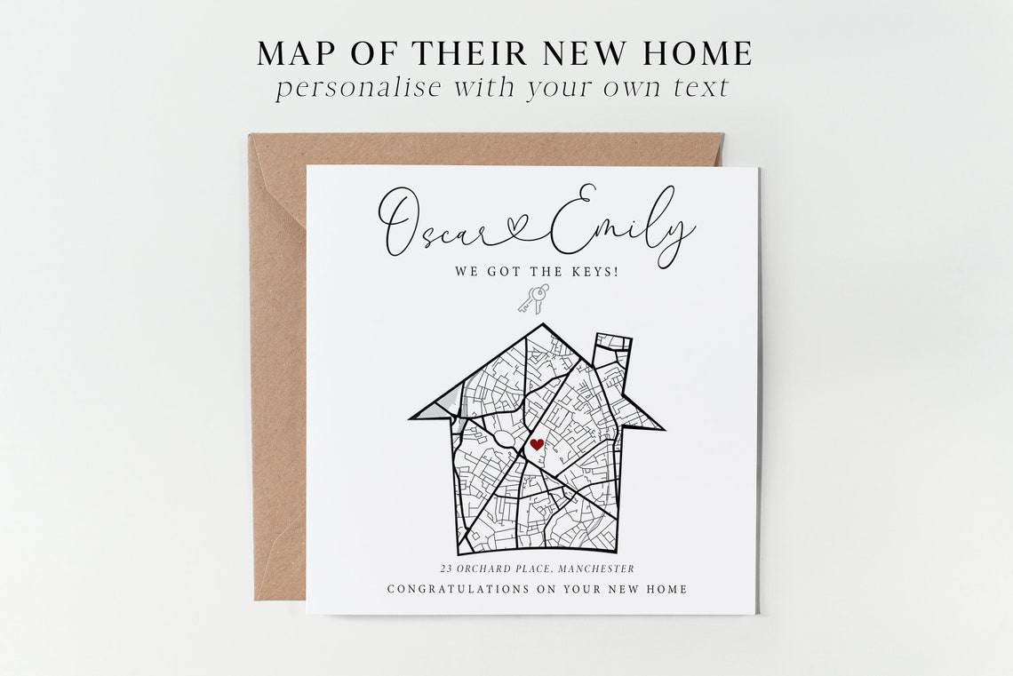Personalised New Home Card / Custom Map Card / We Got the Keys - Etsy UK