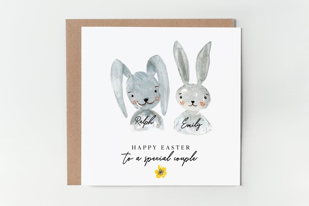 Personalised Easter Card, Easter Rabbit Card, to a Special Couple, Card ...