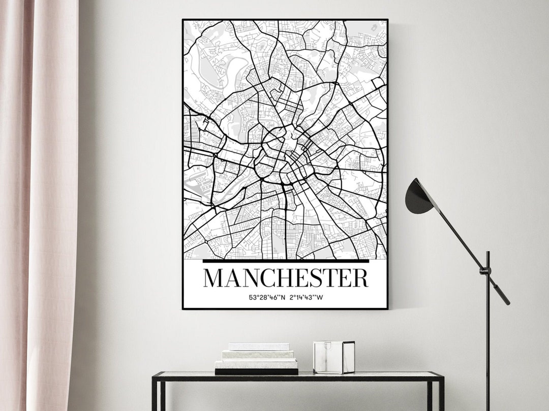 Manchester Map / Manchester Print / Manchester Art / Manchester Gift ...