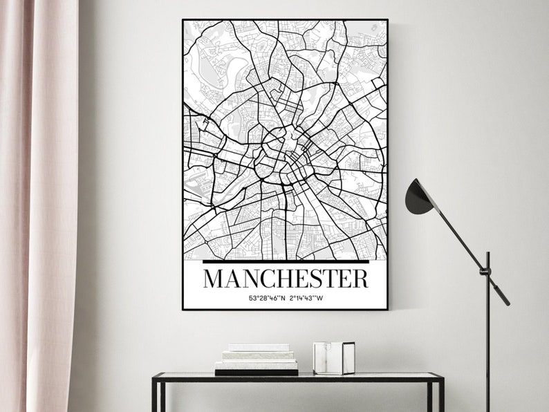 Manchester Map / Manchester Print / Manchester Art / - Etsy UK