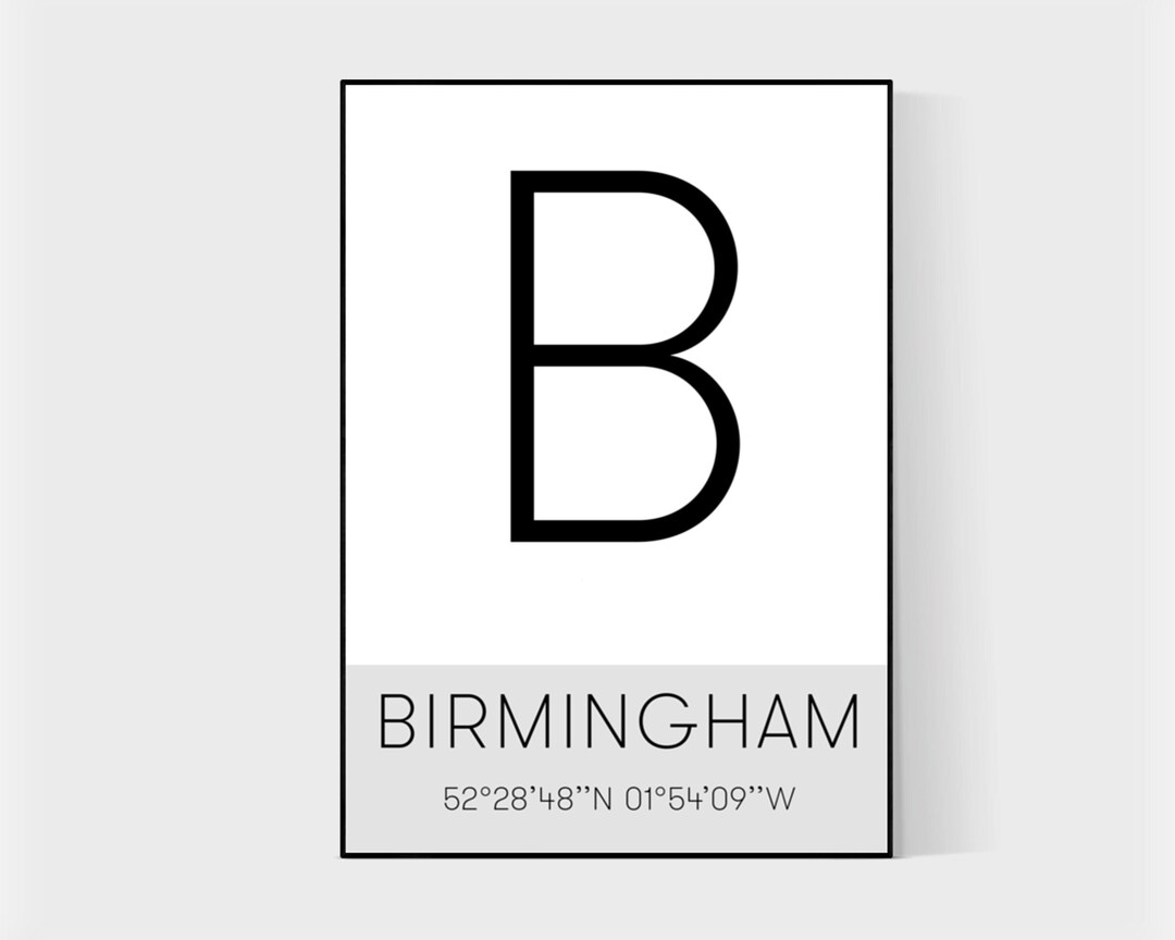 Birmingham Print Initial Print Birmingham Gift Typography Print ...