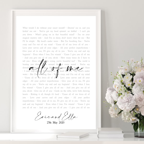 Song Lyrics Print - Etsy