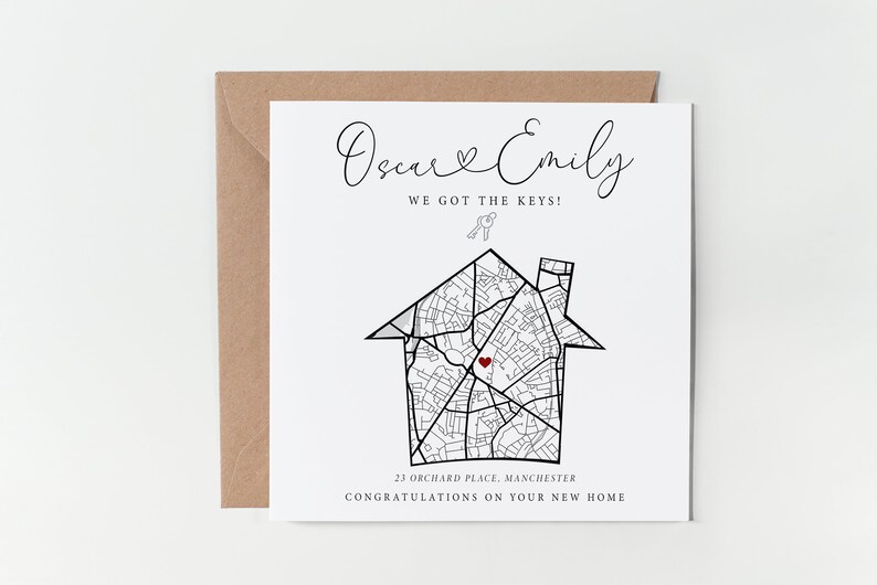 Personalised New Home Card / Custom Map Card / We Got the Keys - Etsy UK