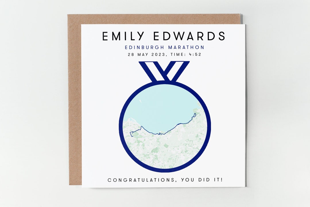 Personalised Edinburgh Marathon Map Card Personalised Marathon Runner ...