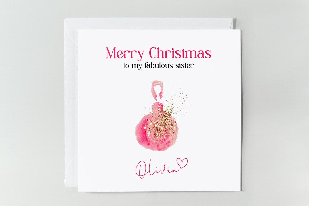 Personalised Sister Bauble Christmas Card, Special Sister Card, Sister Christmas Card With Name ...