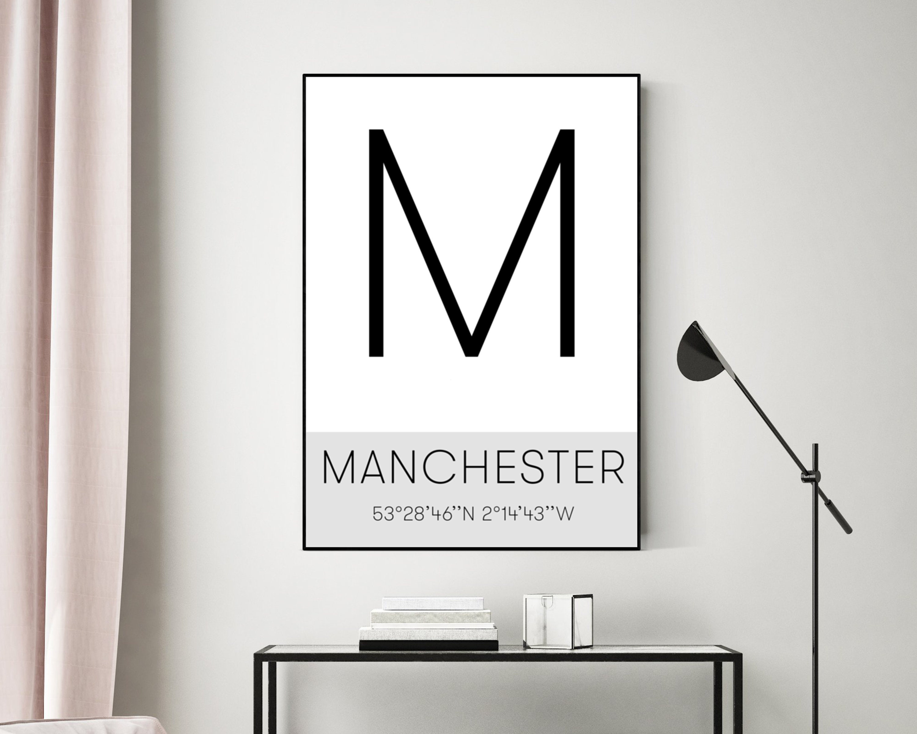 Manchester print initial print Manchester gift - Etsy Nederland