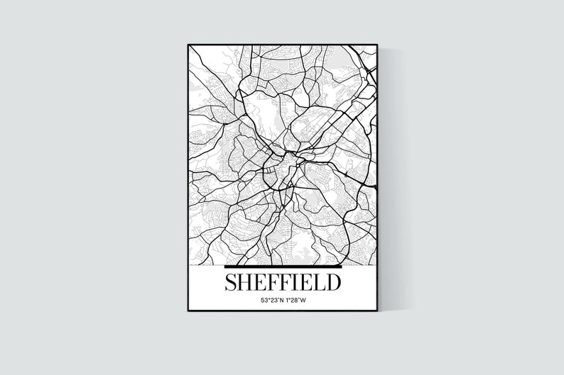 Sheffield map / Sheffield print / Sheffield art / Sheffield | Etsy