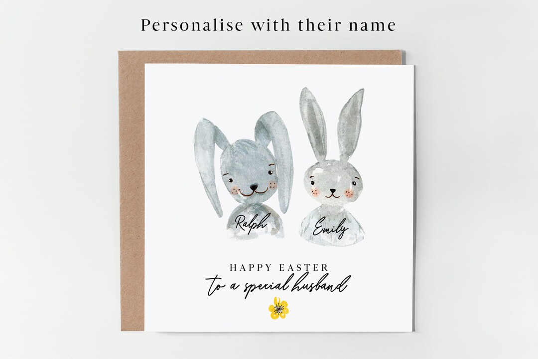 Personalised Husband Easter Card, Easter Rabbit Card, Husband Easter ...