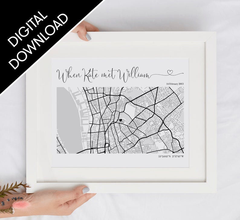 Digital Download: Where We Met / Map Print / Anniversary Print - Etsy UK