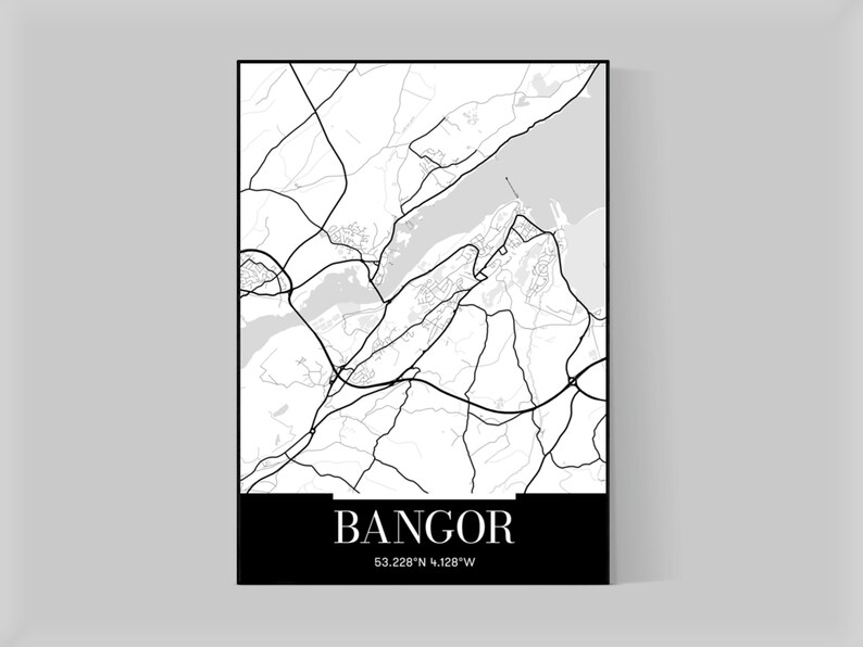 Bangor Map / Bangor Print / Bangor Art / Bangor Gift | Etsy