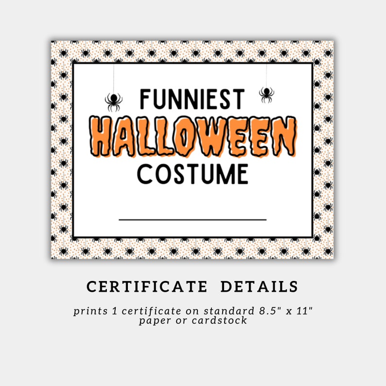 Printable Halloween Costume Award Certificate Bundle, Costume Winners ...