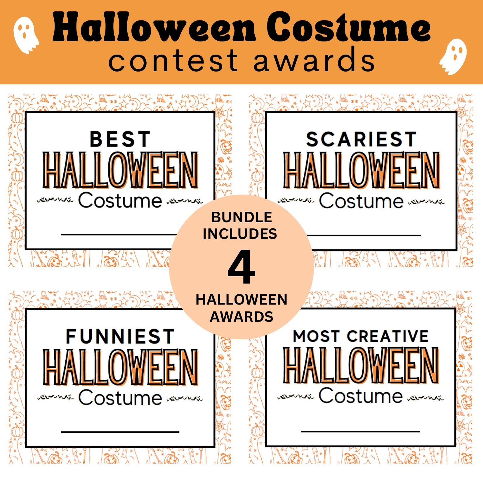 Printable Halloween Costume Award Certificate Bundle, Costume Winners ...