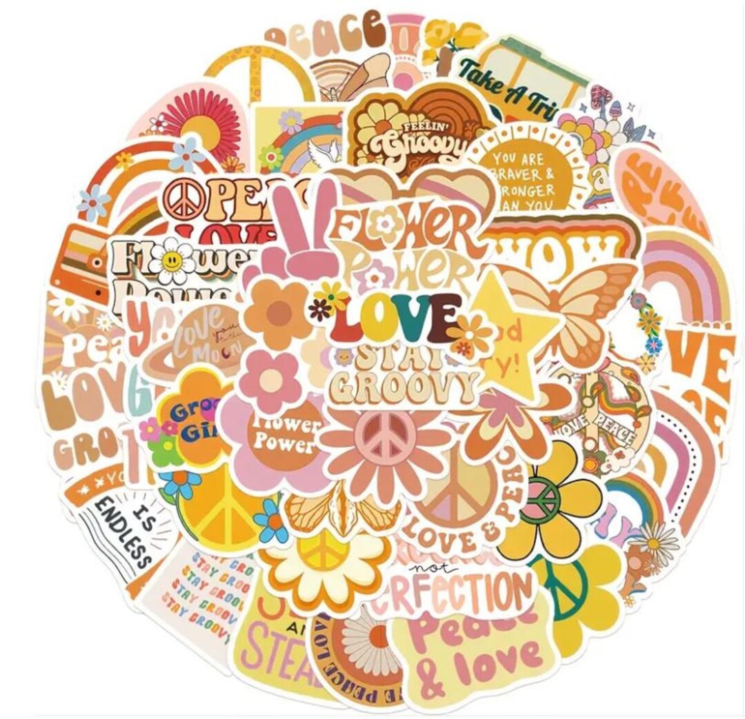 Groovy Boho Hippie Mystery Sticker Pack - 25 PCS - Etsy