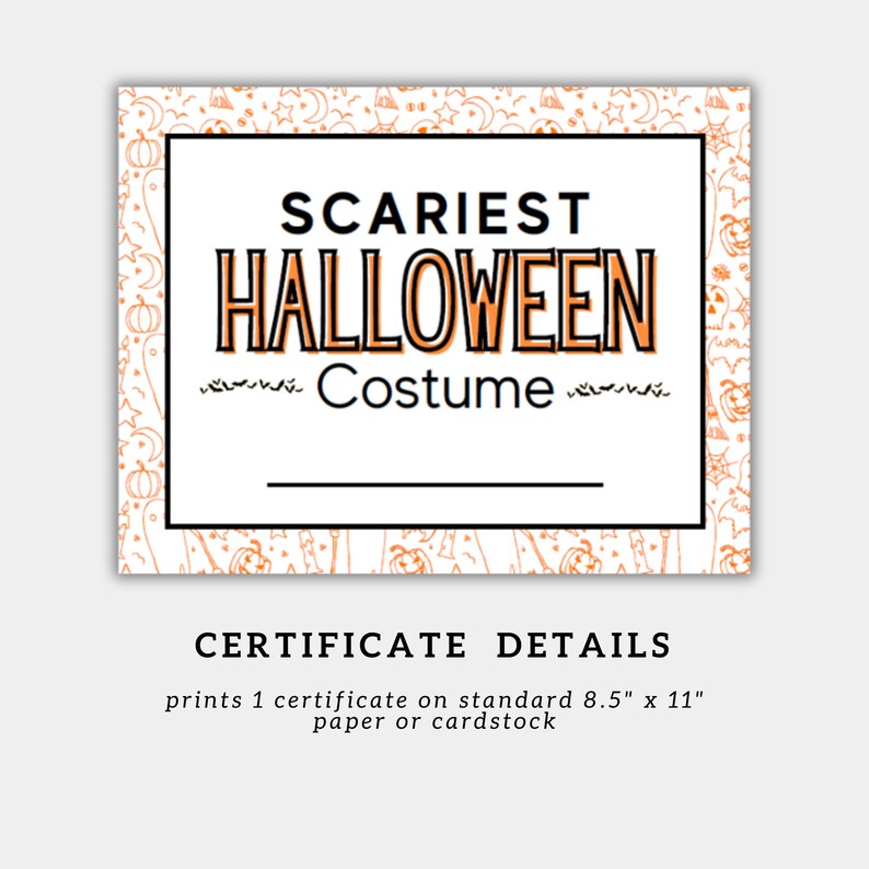 Printable Halloween Costume Award Certificate Bundle, Costume Winners ...