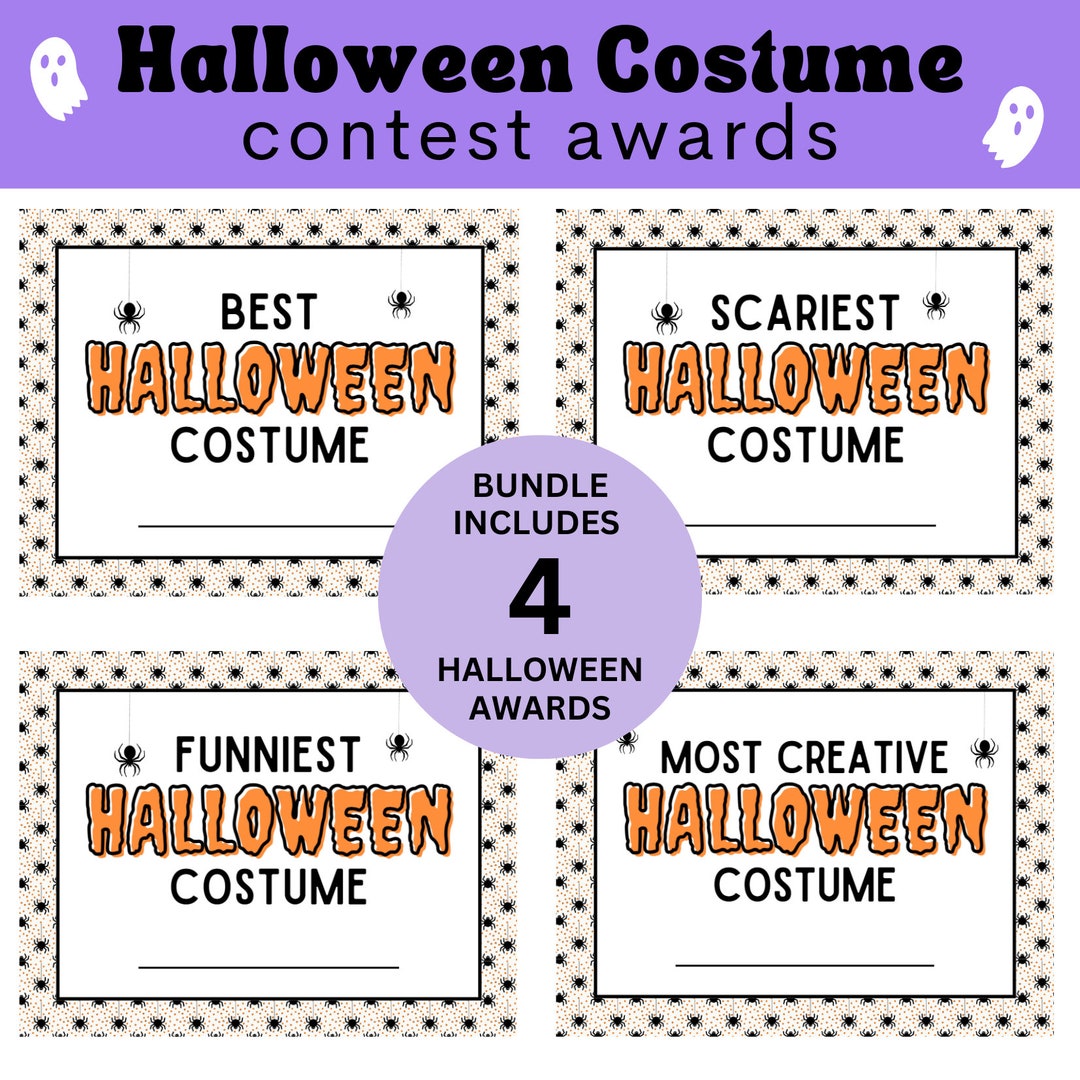 Printable Halloween Costume Award Certificate Bundle, Costume Winners ...