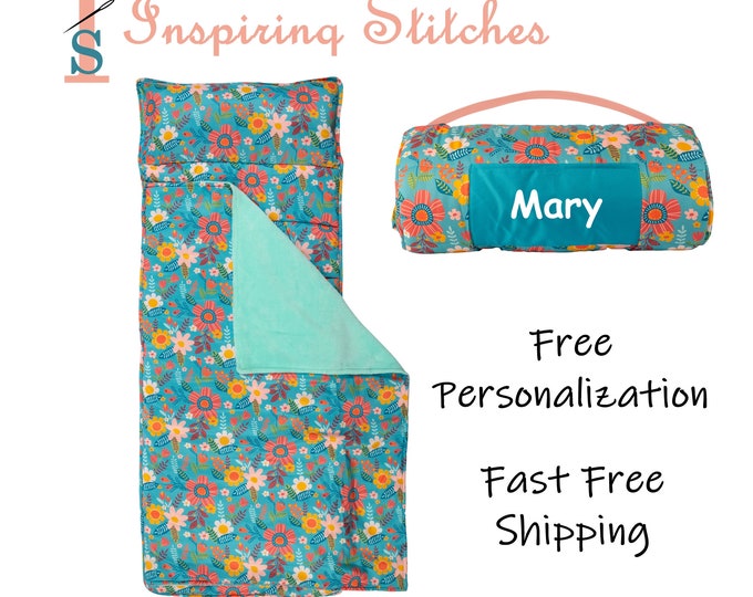 Turquoise Floral Nap Mat Backpack & Lunchbox, Little Girl Nap Mat ...