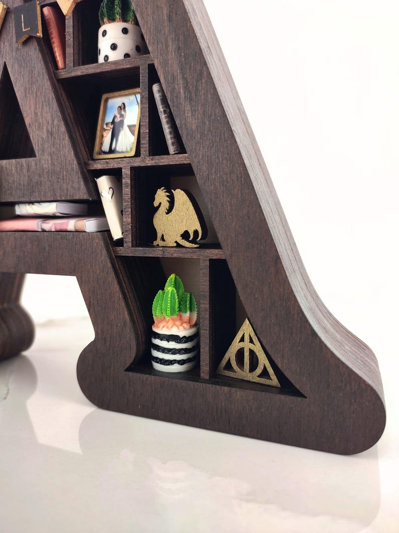 Alphabet Book Shelf, Custom Initial Bookshelf, Miniature Library Sign ...