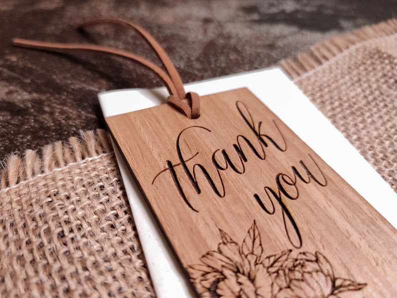 Custom Wooden Bookmark, Thank You Gift, Peony Bookmark, Appreciation ...