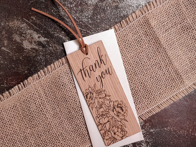 Custom Wooden Bookmark, Thank You Gift, Peony Bookmark, Appreciation ...