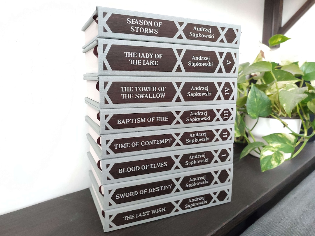 The Witcher Book Set Rebound in Wood and Cloth, Unique Craftsman Work ...