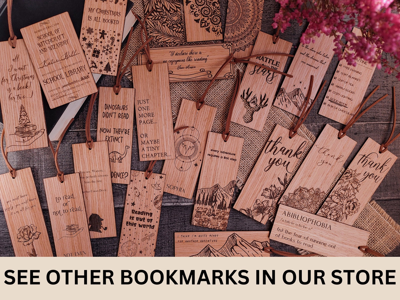 Nature Bookmark, Personalized Wooden Bookmark, LOTR Bookmark, Christmas ...