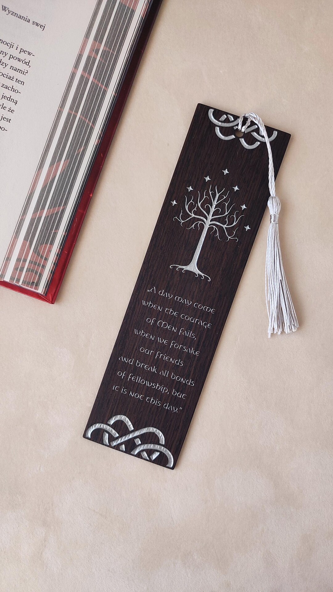 LOTR Bookmark, White Tree of Gondor Wooden Bookmark, Gift for Book ...
