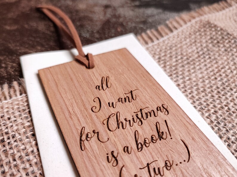 Personalized Wooden Bookmark, Christmas Gift for Book Lovers, Christmas ...
