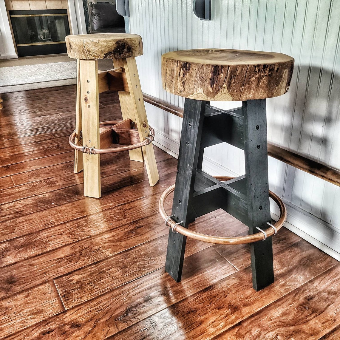 Farmhouse Bar Stools White Big Wooden Bar Stools Hand Crafted - Etsy