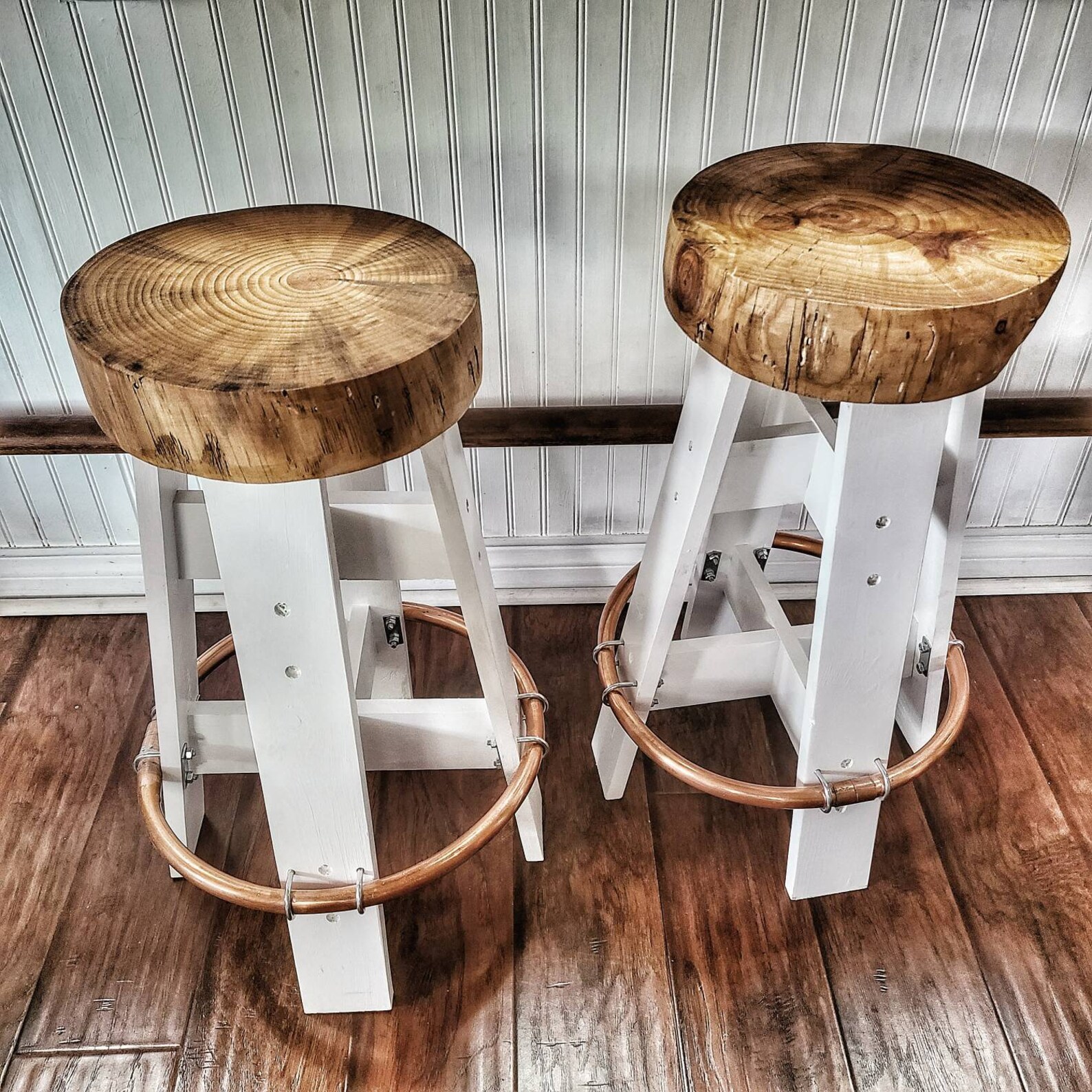 Farmhouse Bar Stools White Big Wooden Bar Stools Hand Crafted - Etsy