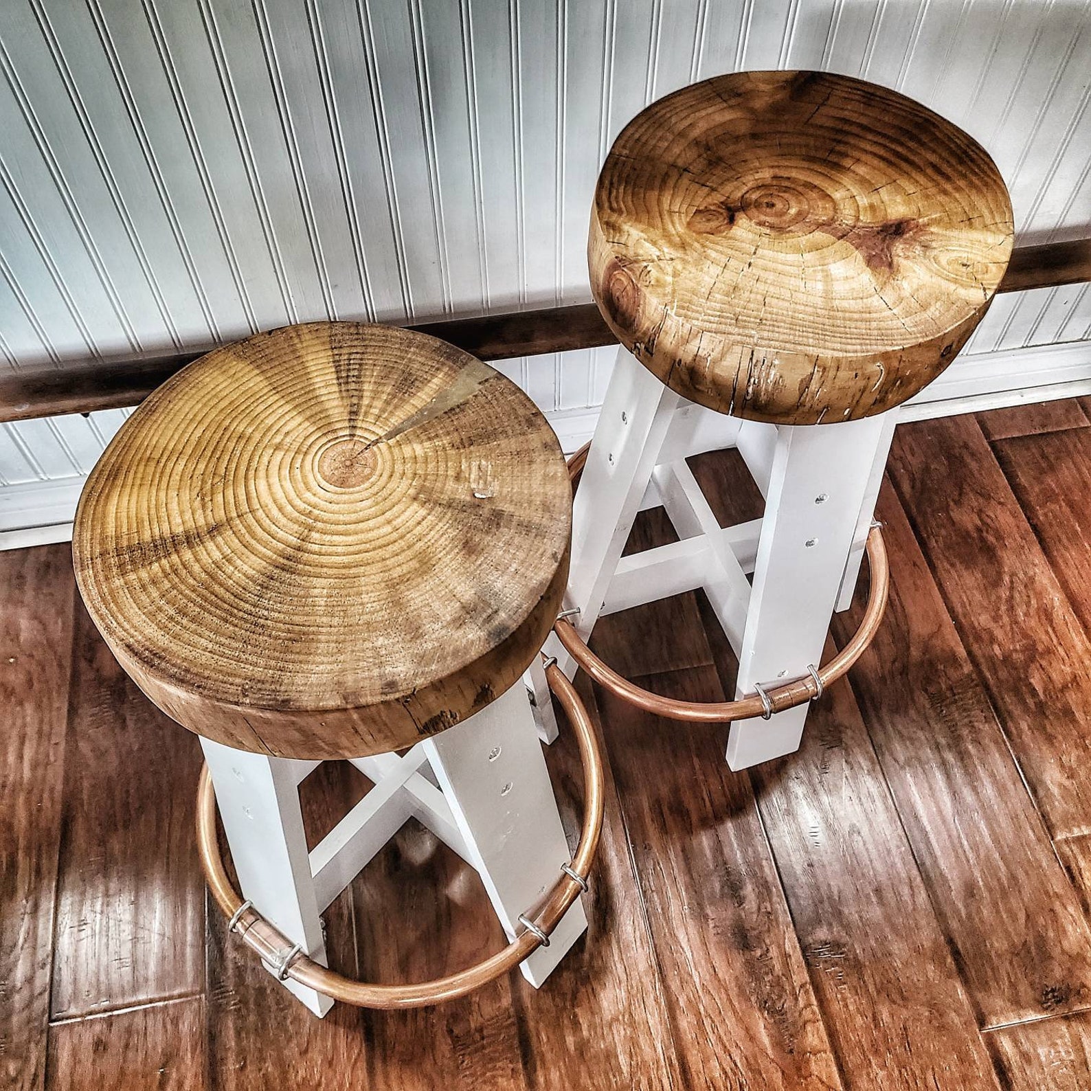 Farmhouse Bar Stools White Big Wooden Bar Stools Hand Crafted - Etsy