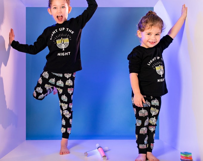 Hanukkah Unisex Pajamas// Chanukah Pjs// Menorah Pajamas// Jewish Kids ...