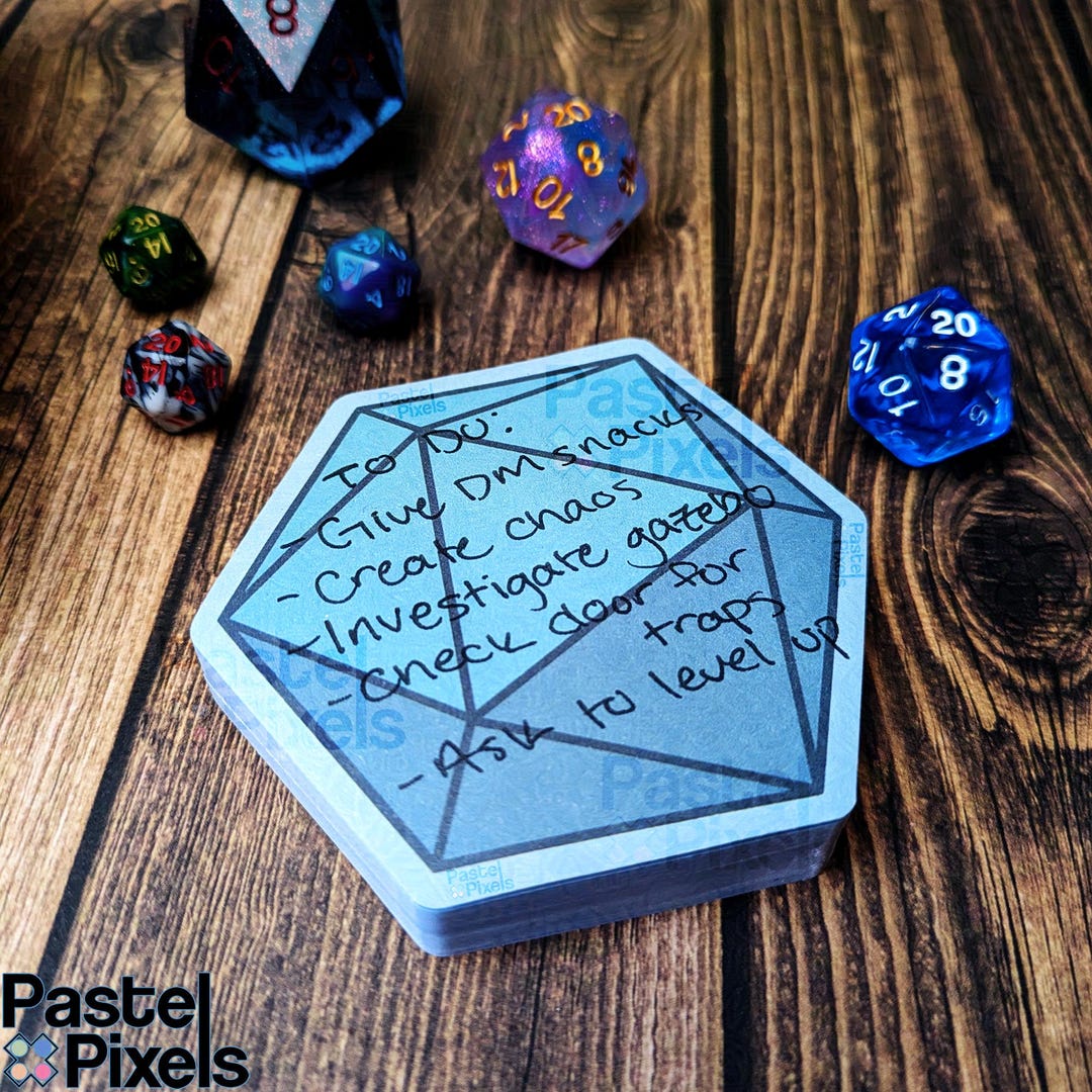 D20 Sticky Note Notepad Dnd Stationary TTRPG Dice - Etsy