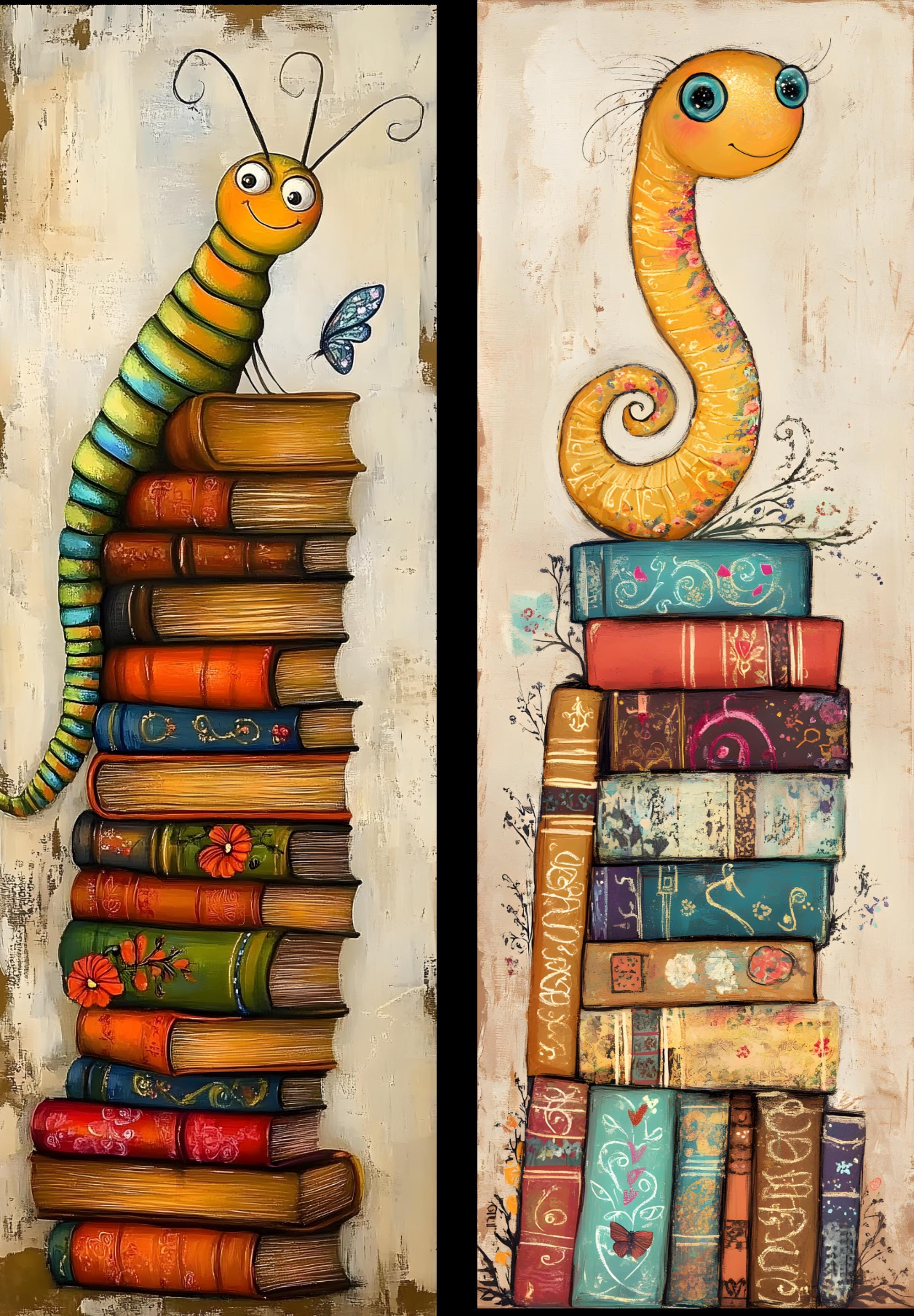 Bookworm Bookmarks | Adorable Book Stack Sublimation Transfer Ready to ...