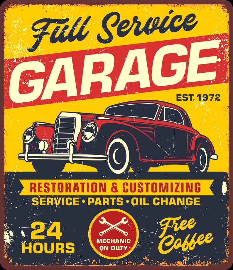 Retro Garage Metal Signs: Hot Rod Decor (set of 3) - Etsy