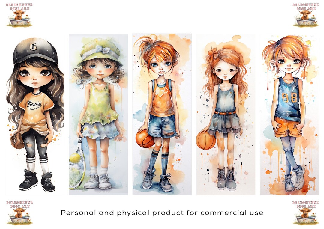Sporty Girls Bookmarks: Sublimation Transfer, Kids Sports (ready to ...