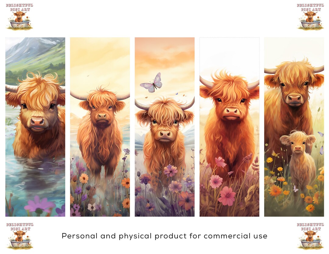 15 Highland Cow Printable Bookmarks | Farm Bookmarks | Kids Bookmarks ...