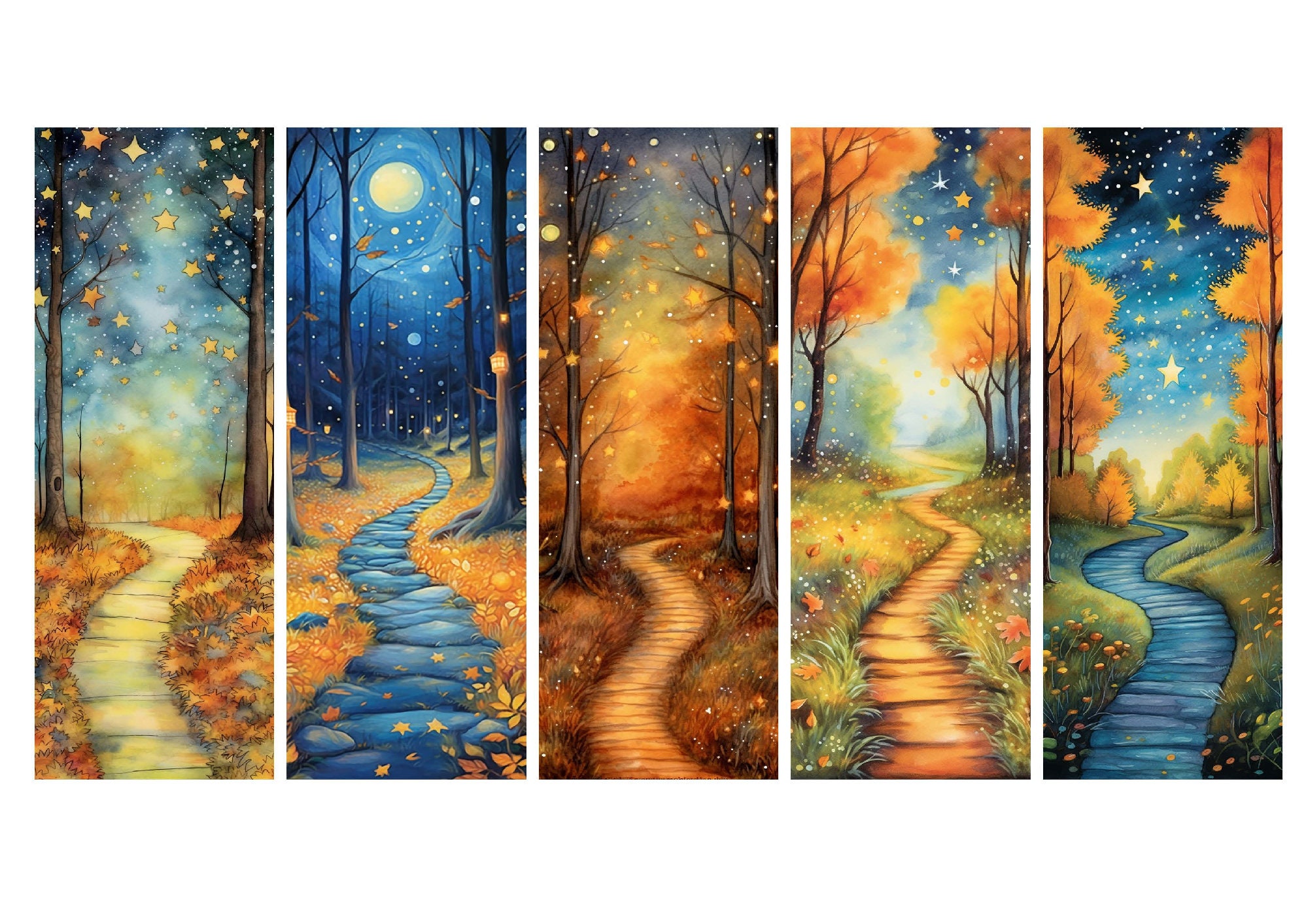 Autumn Paths Bookmarks | Sublimation Transfer Ready to Press - Etsy
