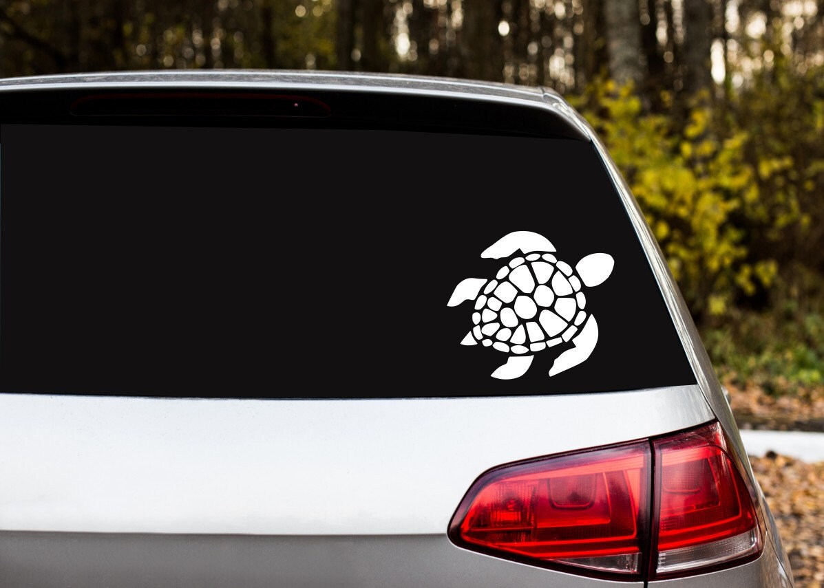 Colorful Silhouette Sea Turtle Car Decal Vibrant Sea Turtle Car Decal ...
